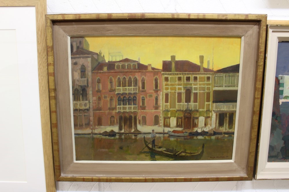 Lot 1477 - Hugh Micklem oil on board, Venice water