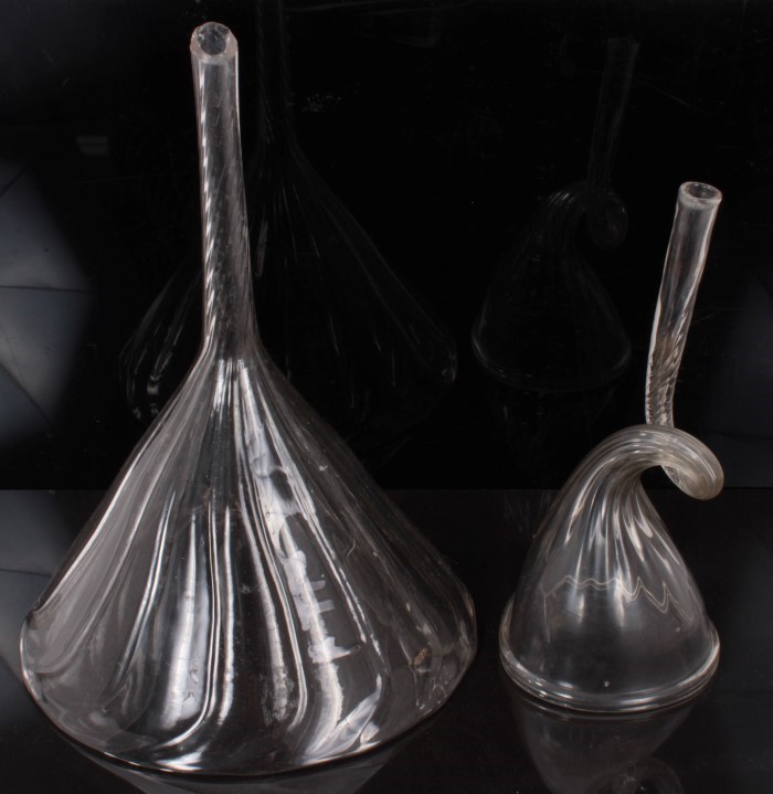 Lot 32 - Twisted Glass funnel together with another