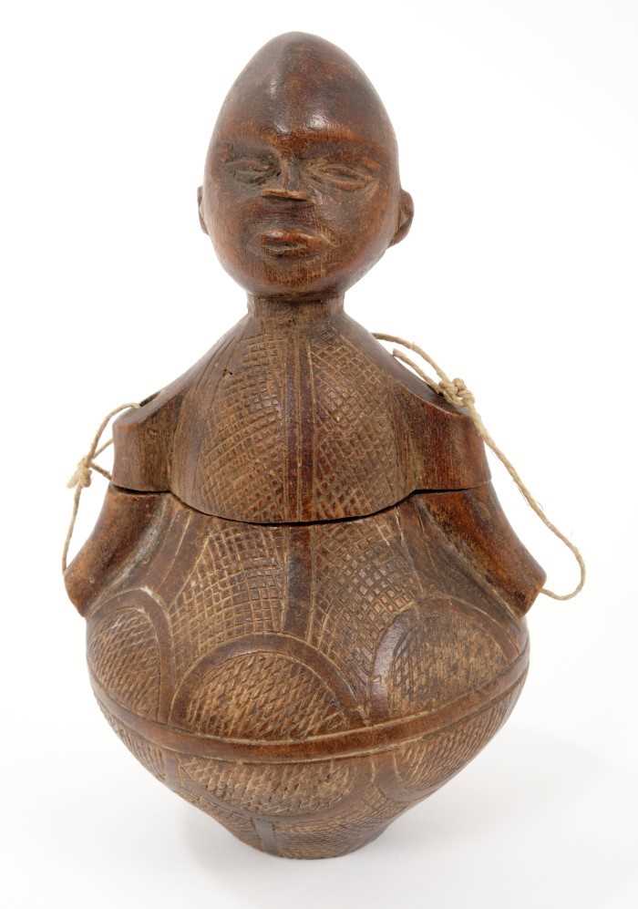 Lot 855 - Unusual African tribal figural vessel, the