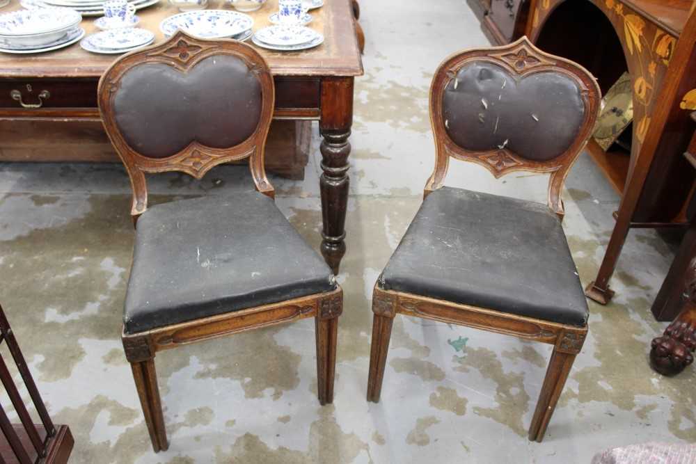 Lot 1405 - Pair of Victorian Puginesque gothic oak