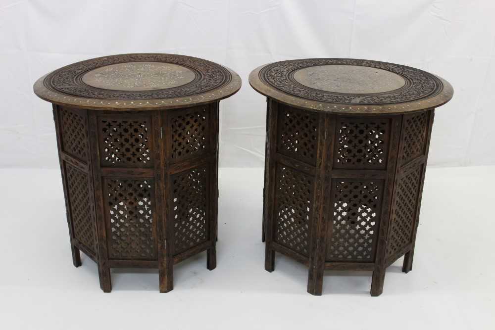 Lot 1314 - Pair Indian inlaid tables
