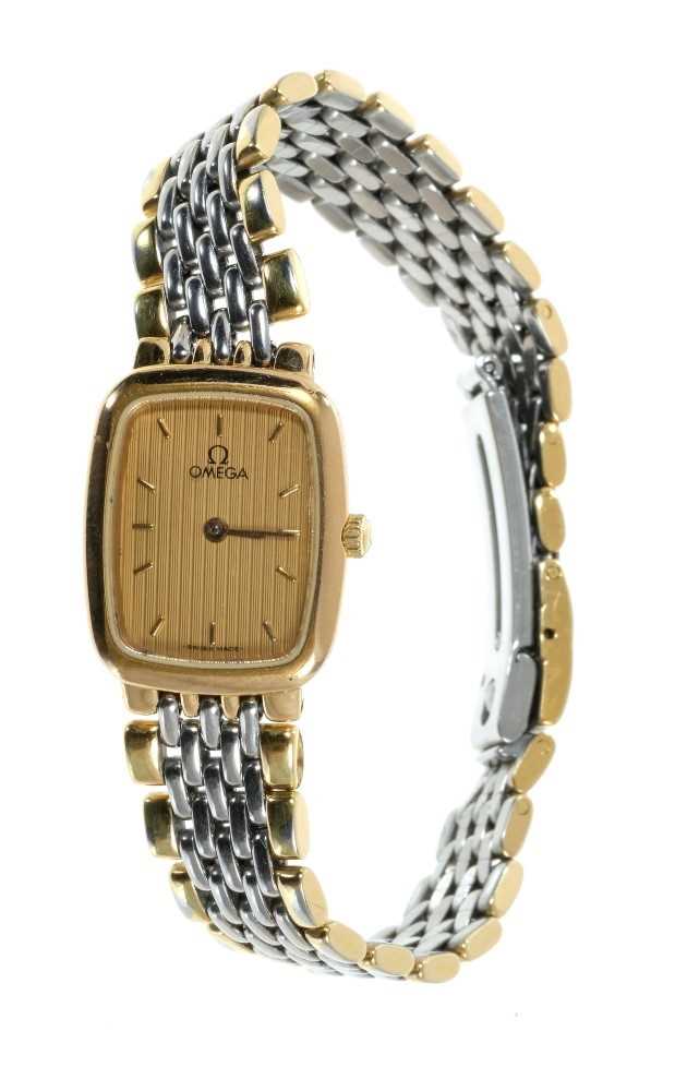 Lot 808 - Lady’s Omega bi-metal wristwatch with quartz