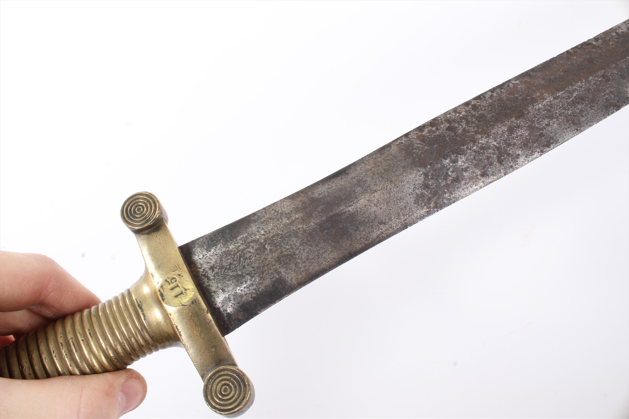 Lot 725 - 19th century French short sword in scabbard