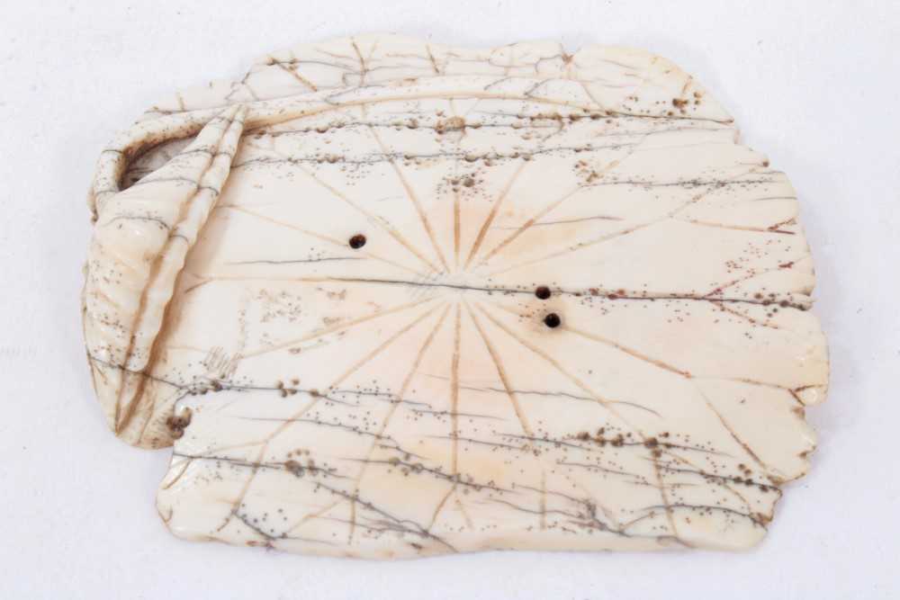 Lot 1250 - Unusual early Oriental carved ivory plaque