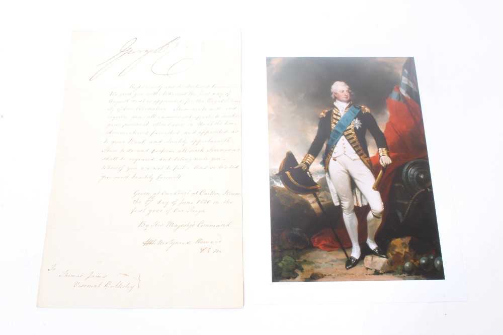 Lot 128 - H.M. King George IV signed warrant requiring