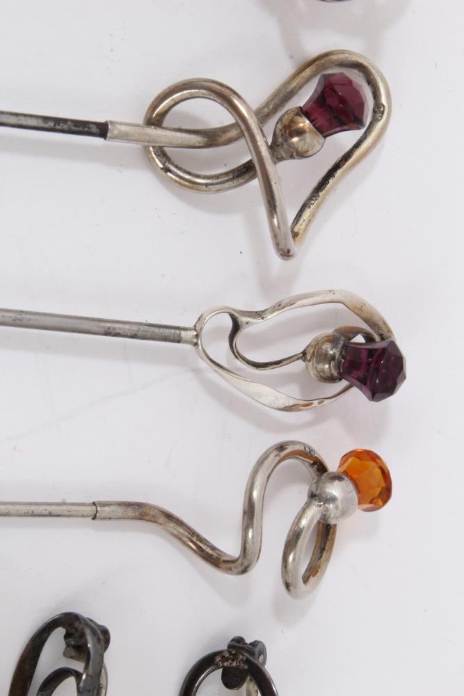 Lot 3242 - Ten silver Charles Horner hat pins and
