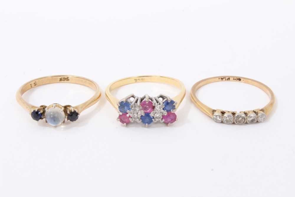Lot 3303 - Three gold gem set rings