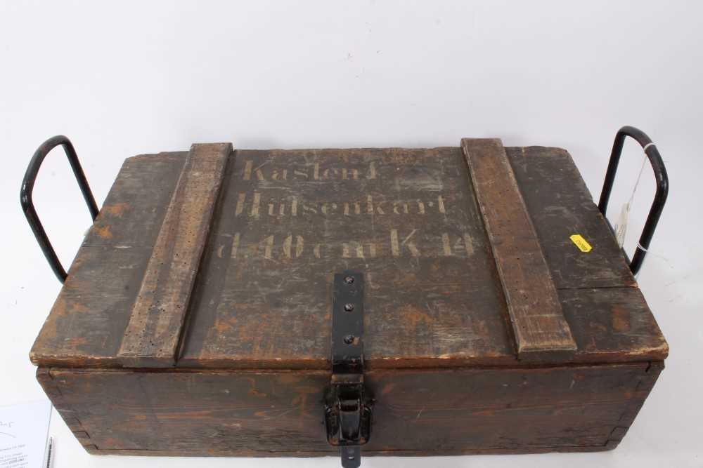 Lot 599 - Wooden German ammunition box, together with