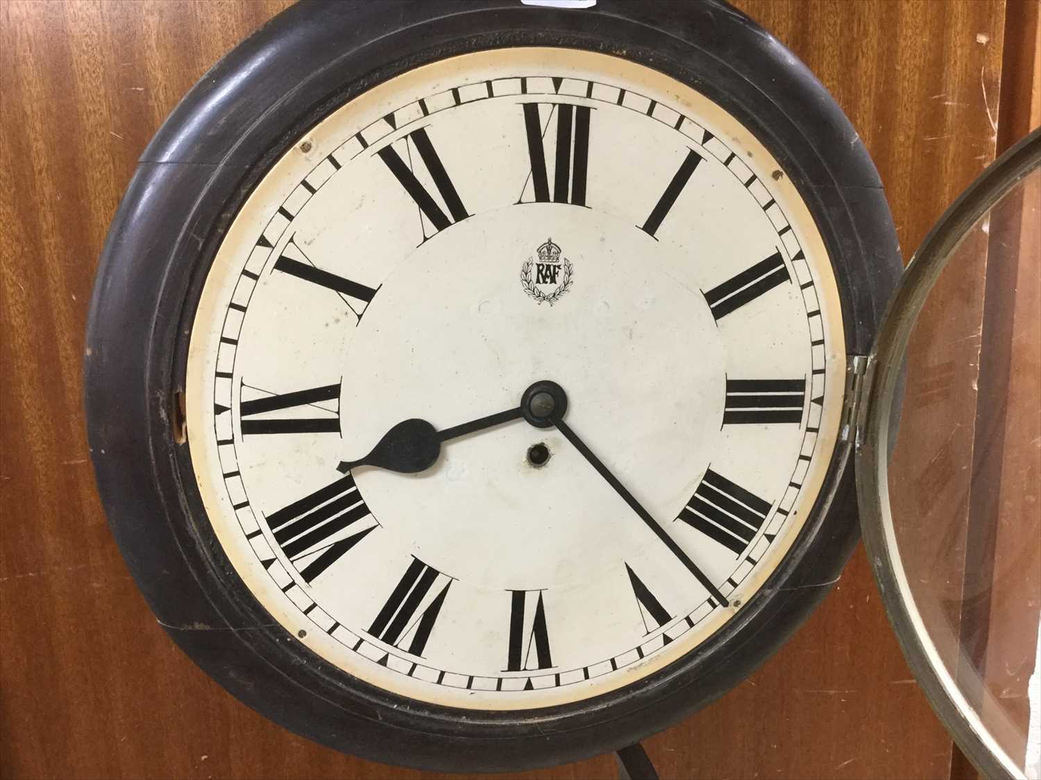 Lot 605 - 1930's RAF Wall Dial Mess clock, with cream