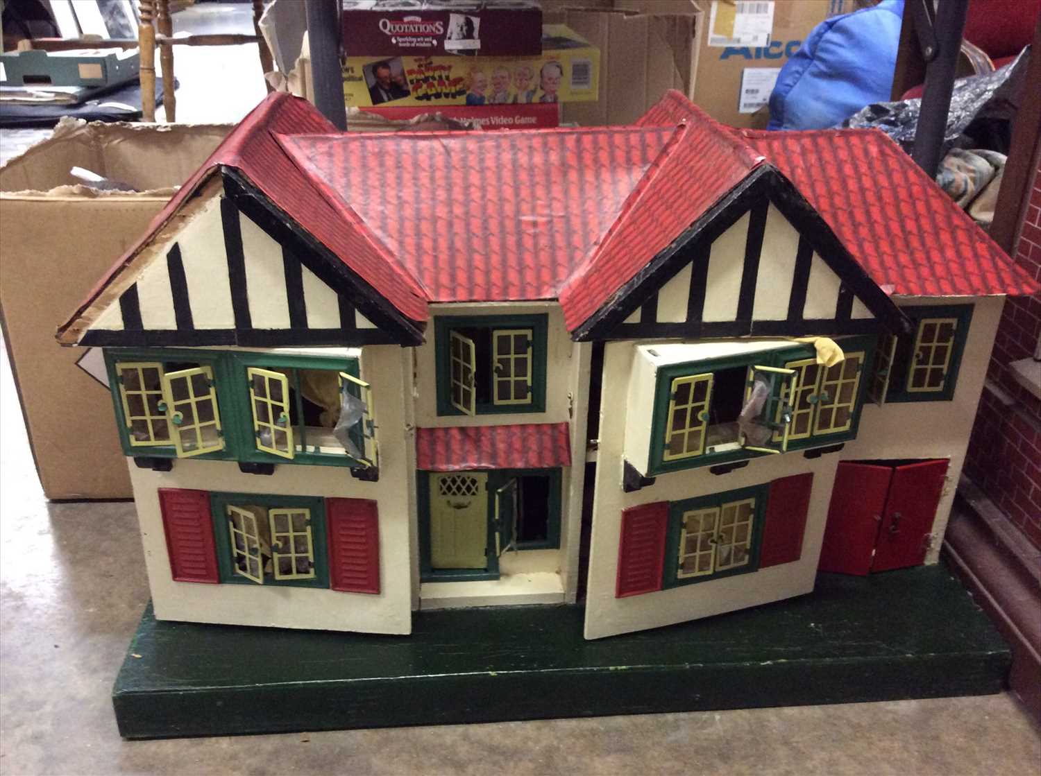 Lot 457 - Vintage dolls house, 1950s-60s dolls, board