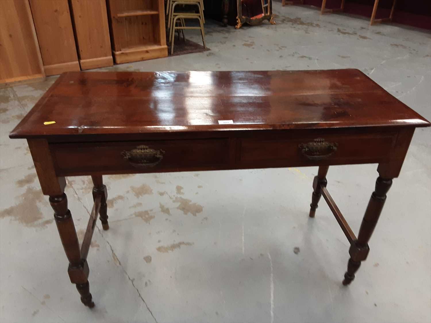 Lot 893 - Late Victorian hall table with two draws, on