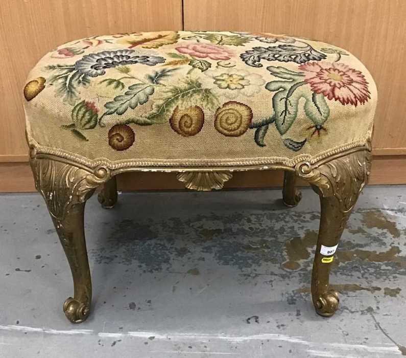 Lot 1285 - Queen Anne style stool with fine needlework