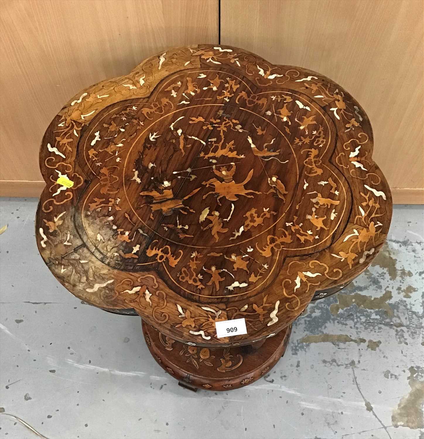 Lot 909 - Indo-Chinese inlaid rosewood octagonal lobed