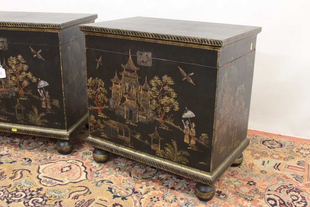Lot 1321 - Pair of OKA storage boxes with chinoiserie