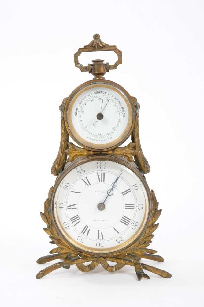 Lot 616 - Victorian combination mantel clock/barometer,