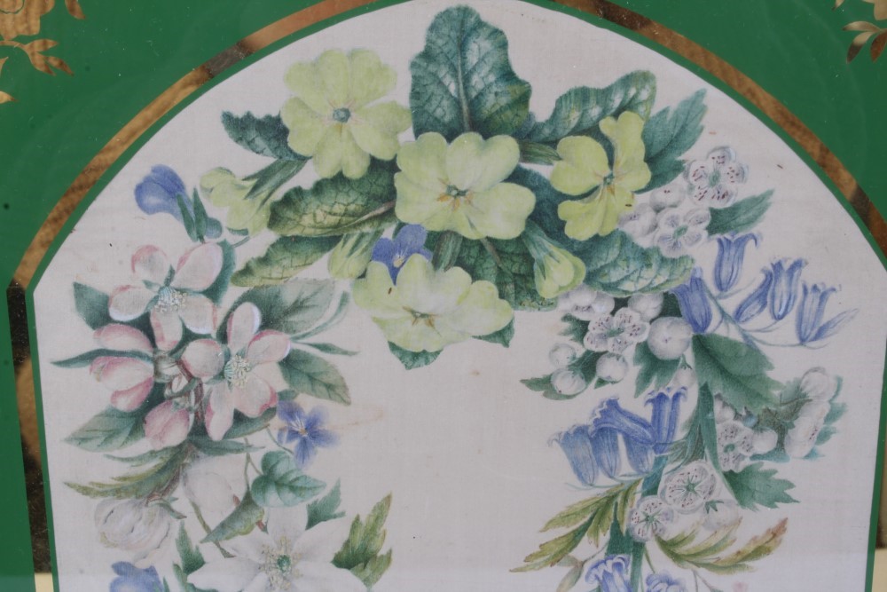 Lot 642 - Pair of Regency style painted silk panels,