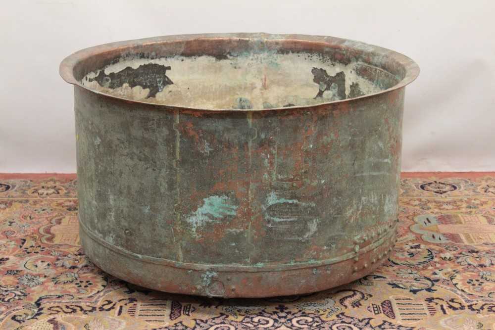 Lot 1355 - Large old copper copper with riveted