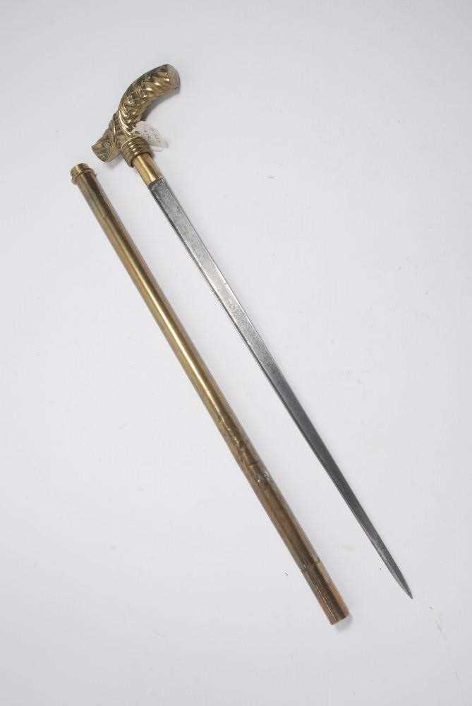 Lot 774 - 19th century French brass dagger stick with