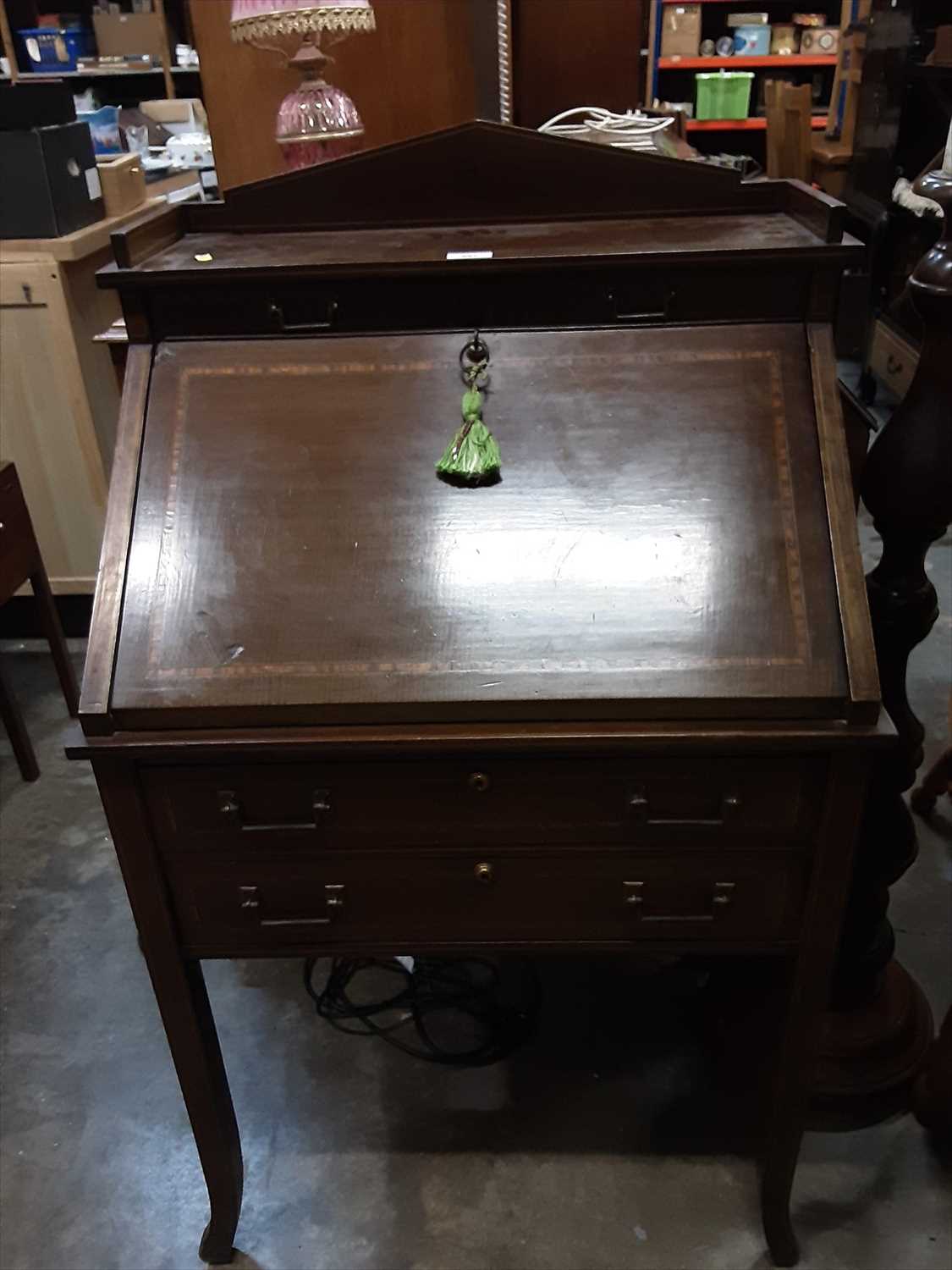 Lot 997 - Edwardian inlaid mahogany bureau with fitted