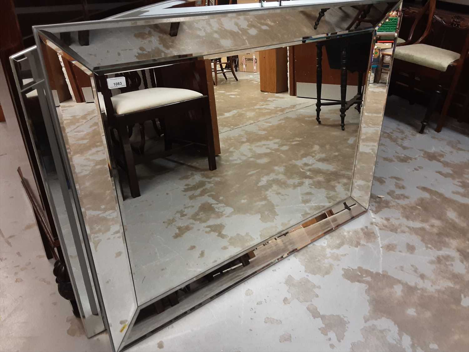 Lot 1083 - Large modern bevelled wall mirror
