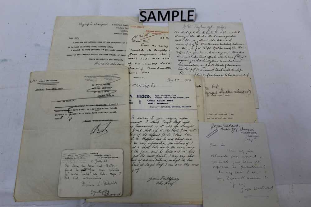 Lot 1047 - Autograph letters - famous golfers and
