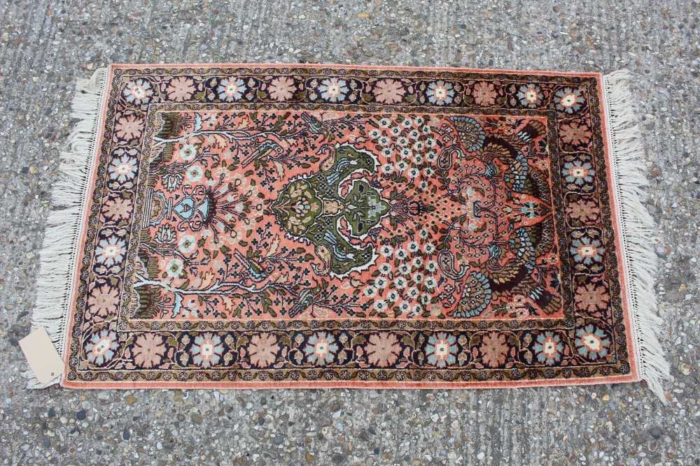 Lot 1361 - Two modern part silk Persian design rugs