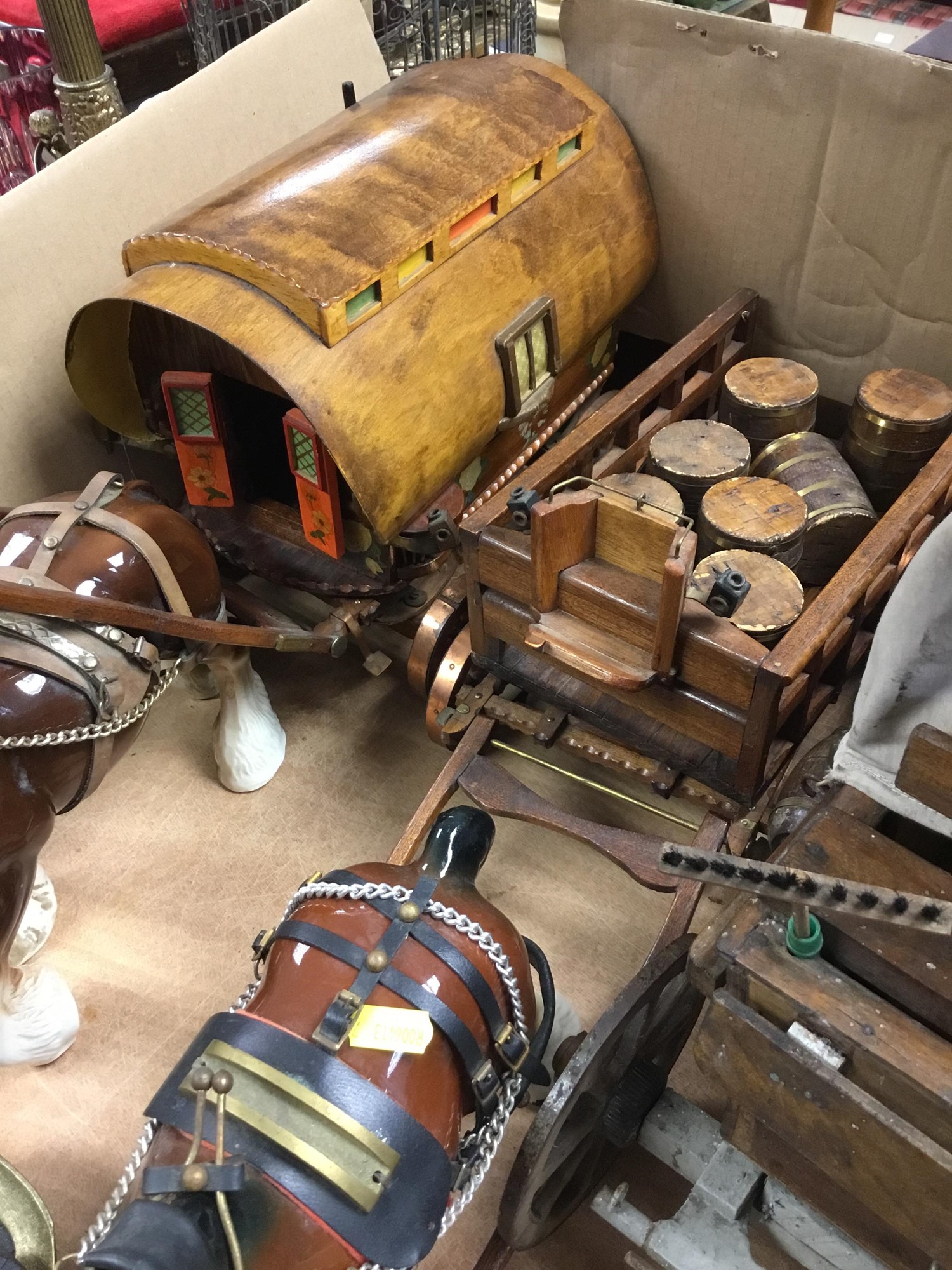 Lot 301 - Scratch built wagons and horses together