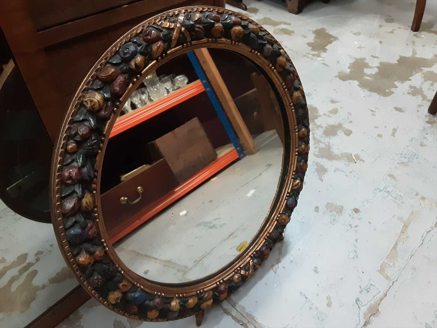 Lot 994 - 1920s Barbola circular easel dressing mirror