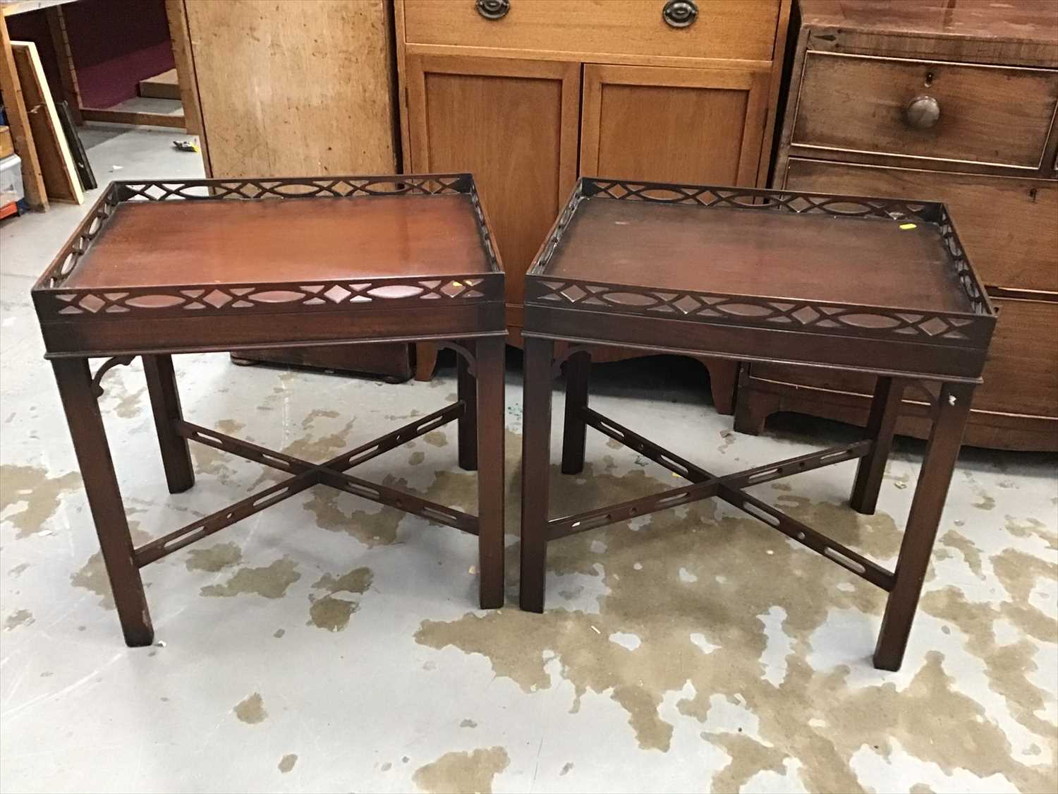 Lot 949 - Pair of mahogany occasional tables with