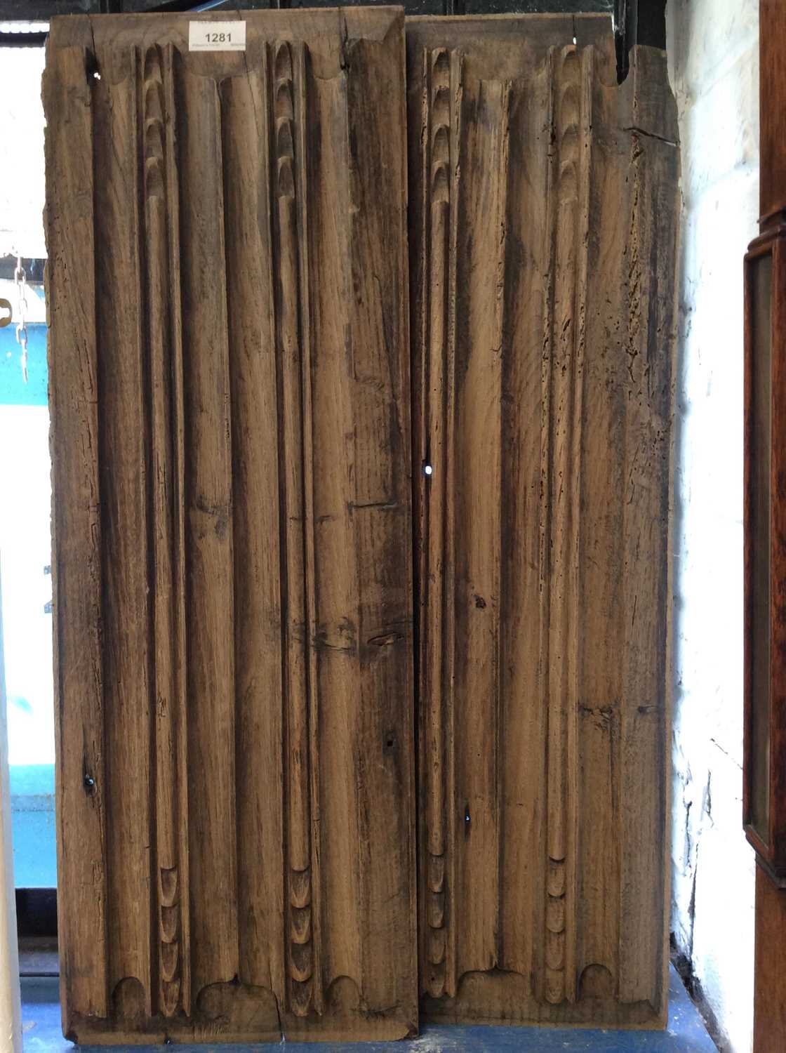 Lot 1281 - Four 17th century linenfold carved oak