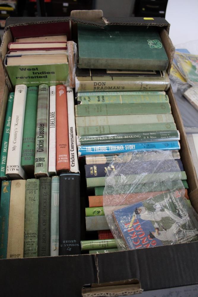 Lot 1283 - One box of vintage cricket books and