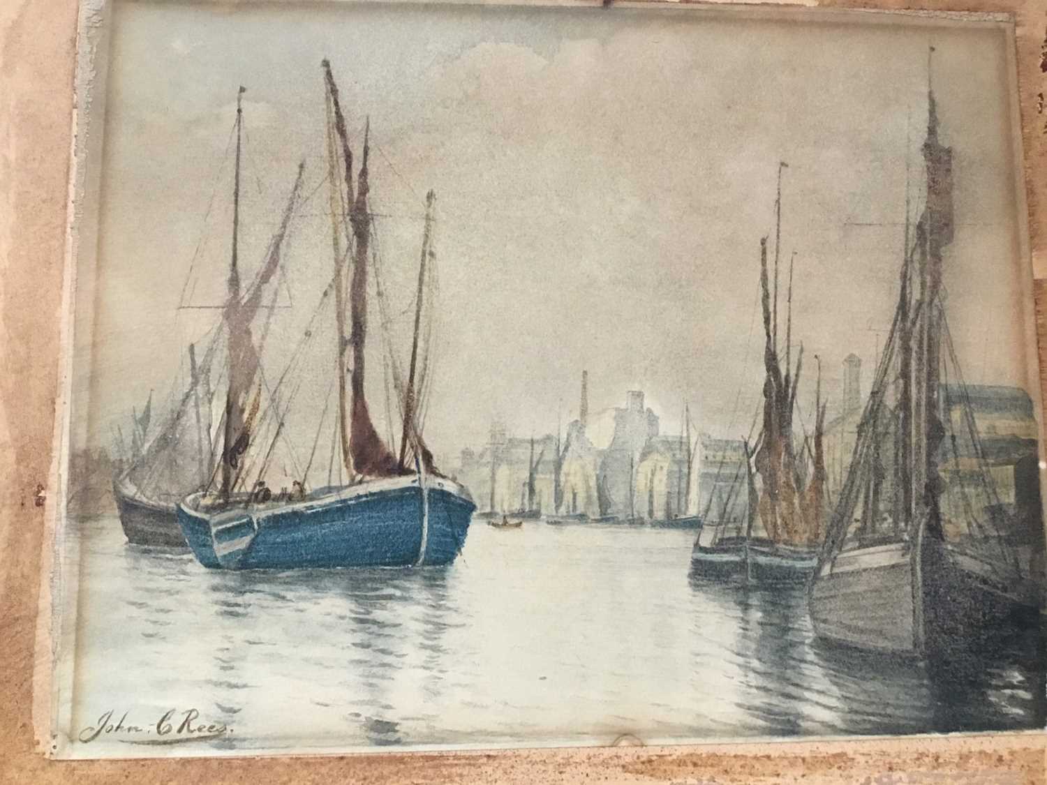 Lot 267 - John Rees watercolour Ipswich dock and