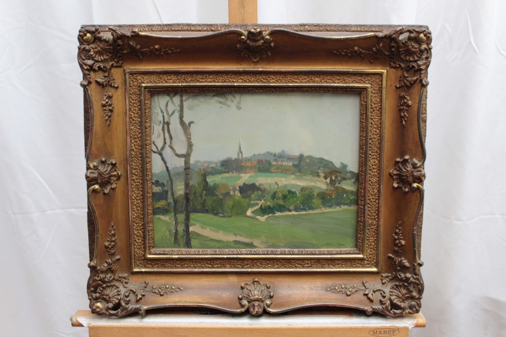 Lot 955 - Allan Barr oil on panel, landscape with
