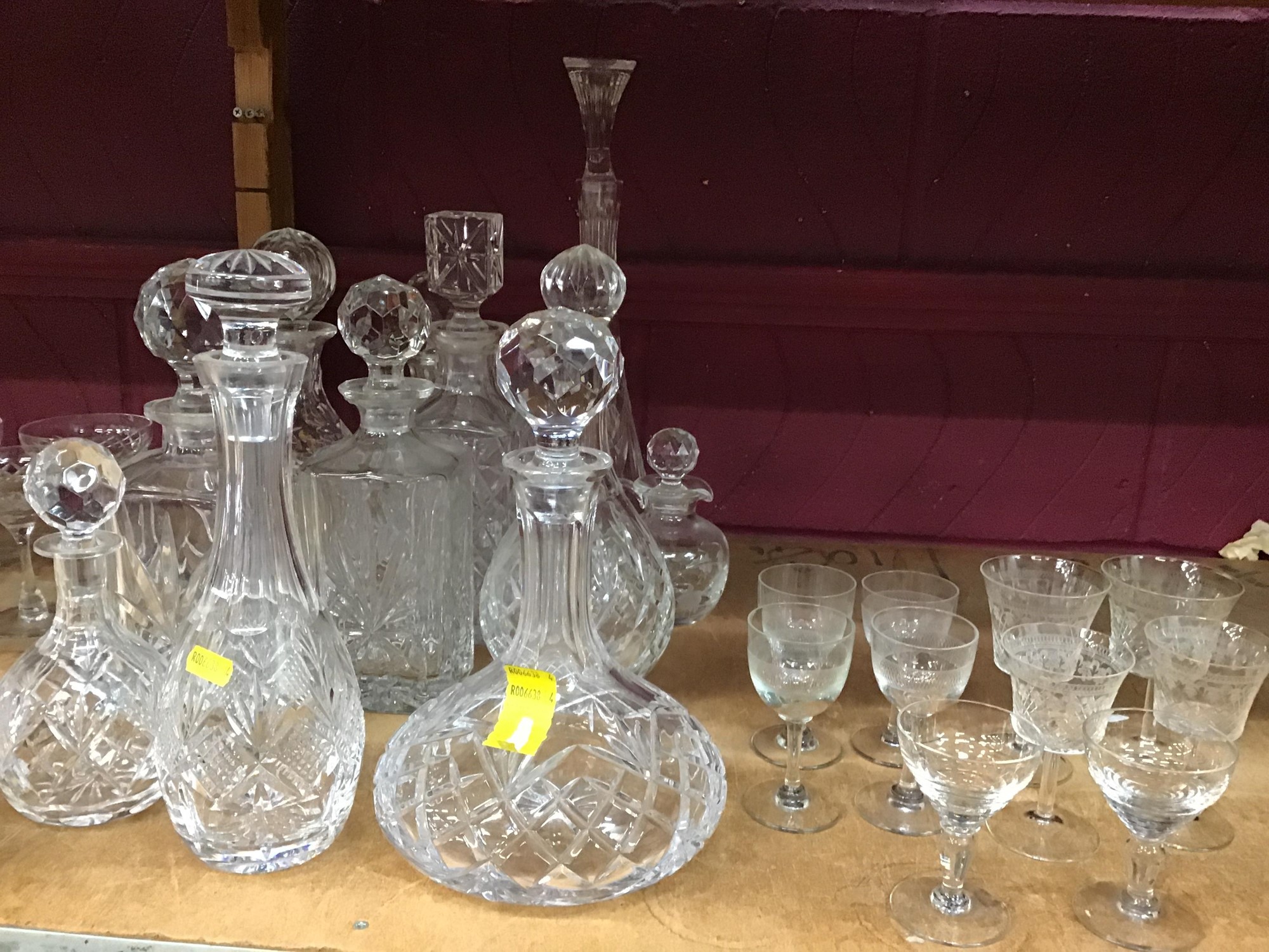 Lot 574 - Collection of cut glassware decanters and