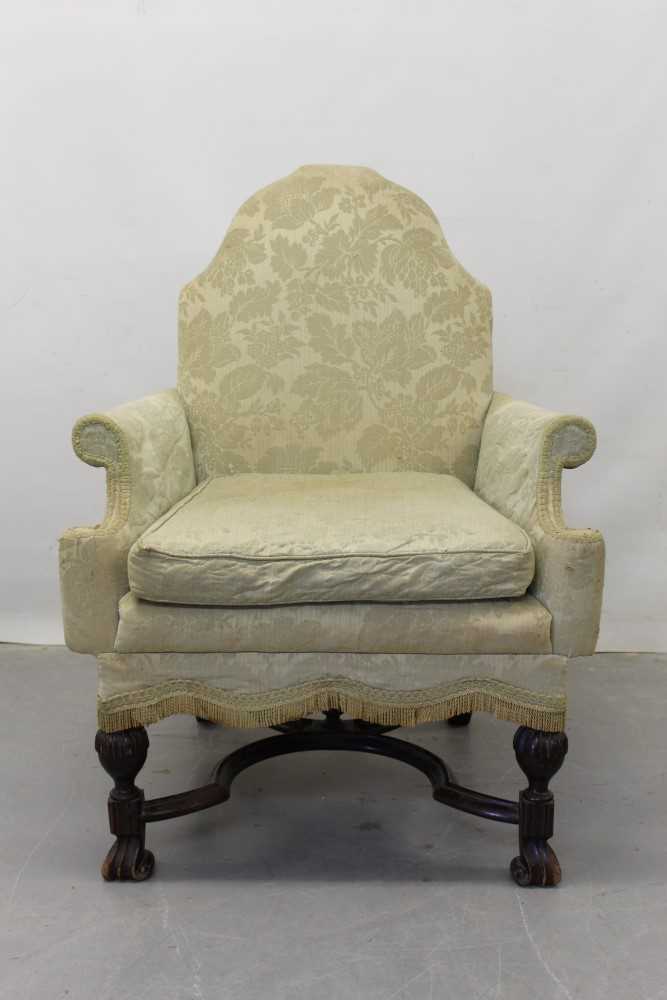 Lot 1251 - 19th century wing arm chair with arched