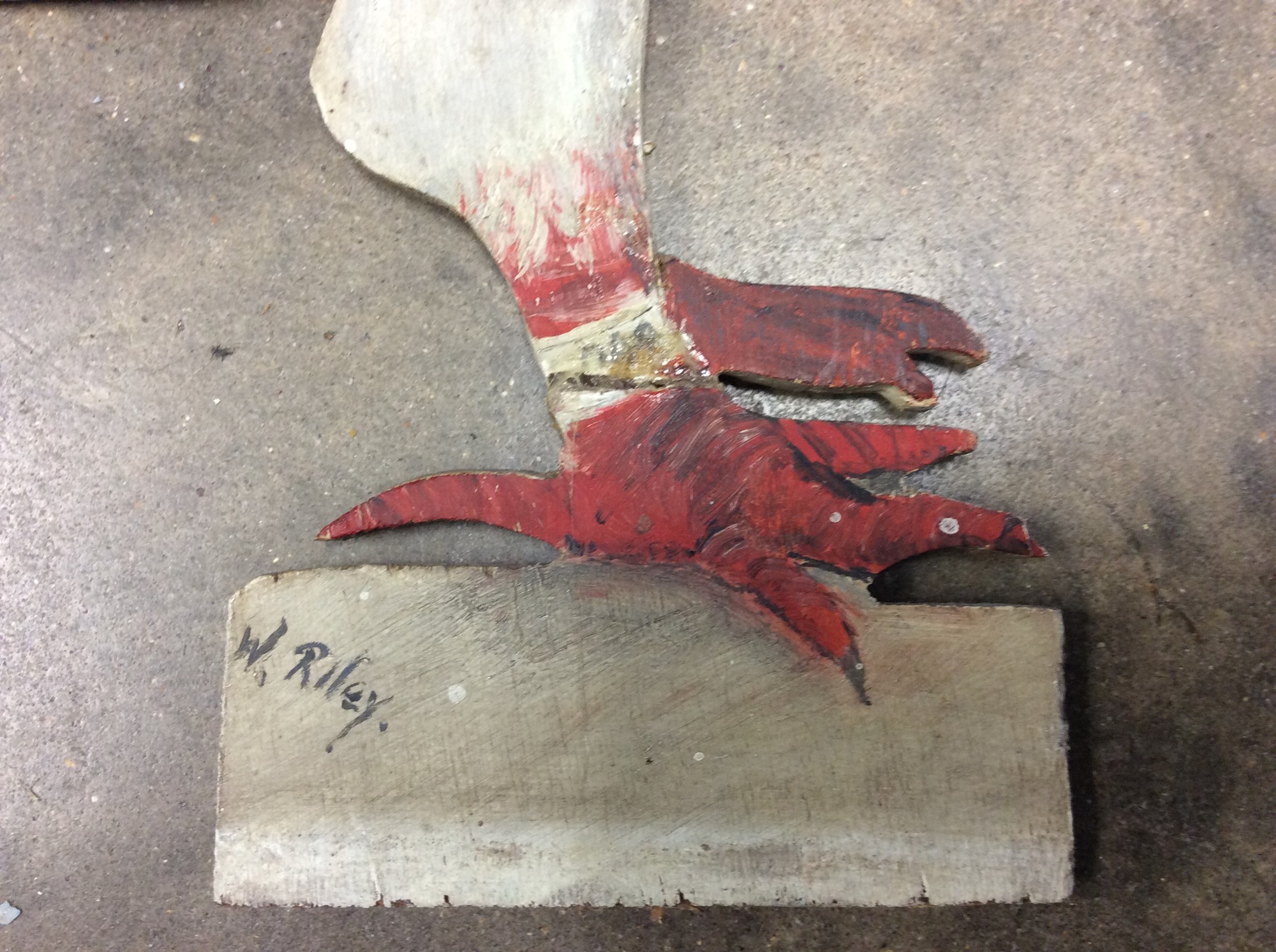 Lot 431 - Folk Art pigeon dummy board signed W. Riley