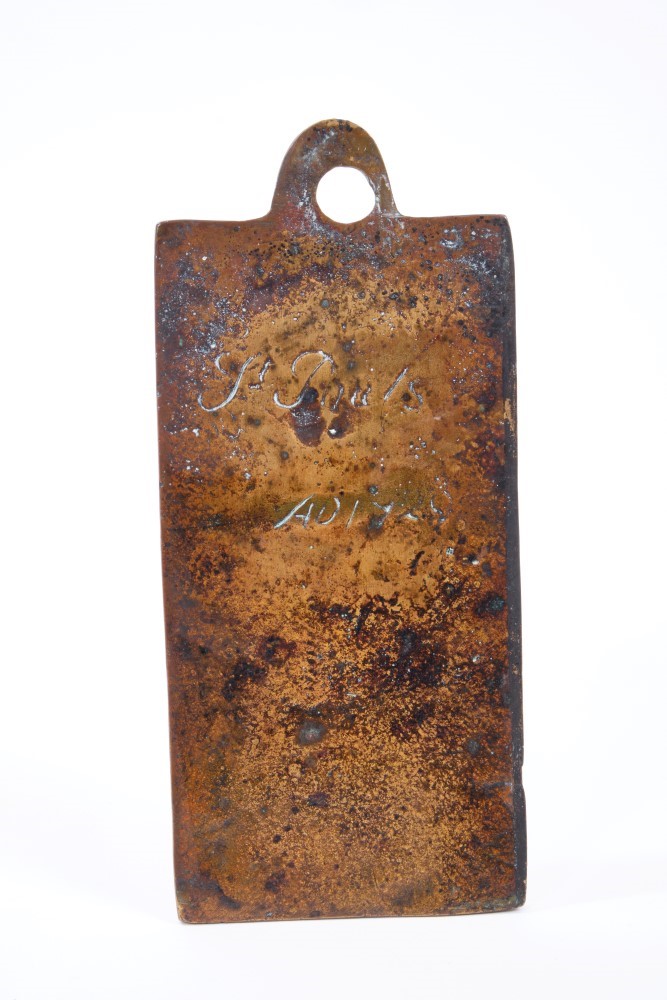 Lot 659 - Rare child's brass alphabet plaque signed St