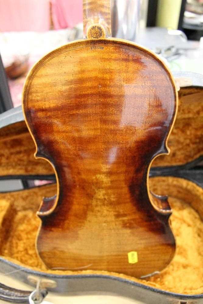 Lot 1857 - Antique German violin in case, the violin