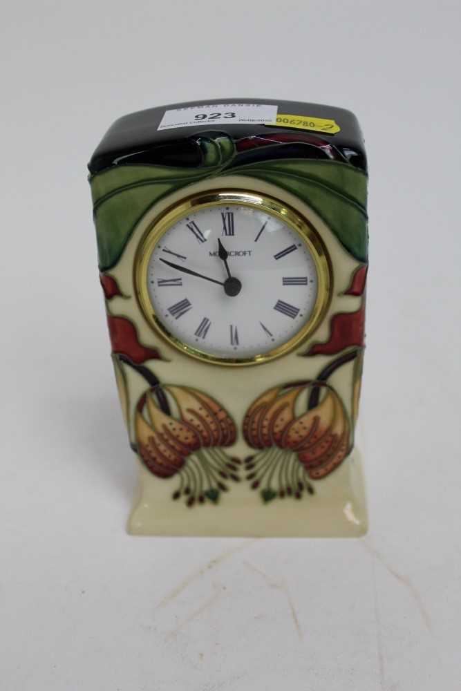 Lot 923 - Moorcroft Anna Lily pattern clock by Nicola