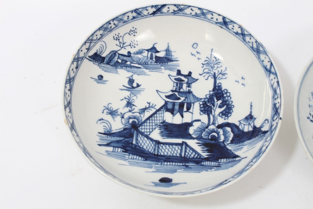 Lot 51 - Four 18th century Lowestoft blue and white