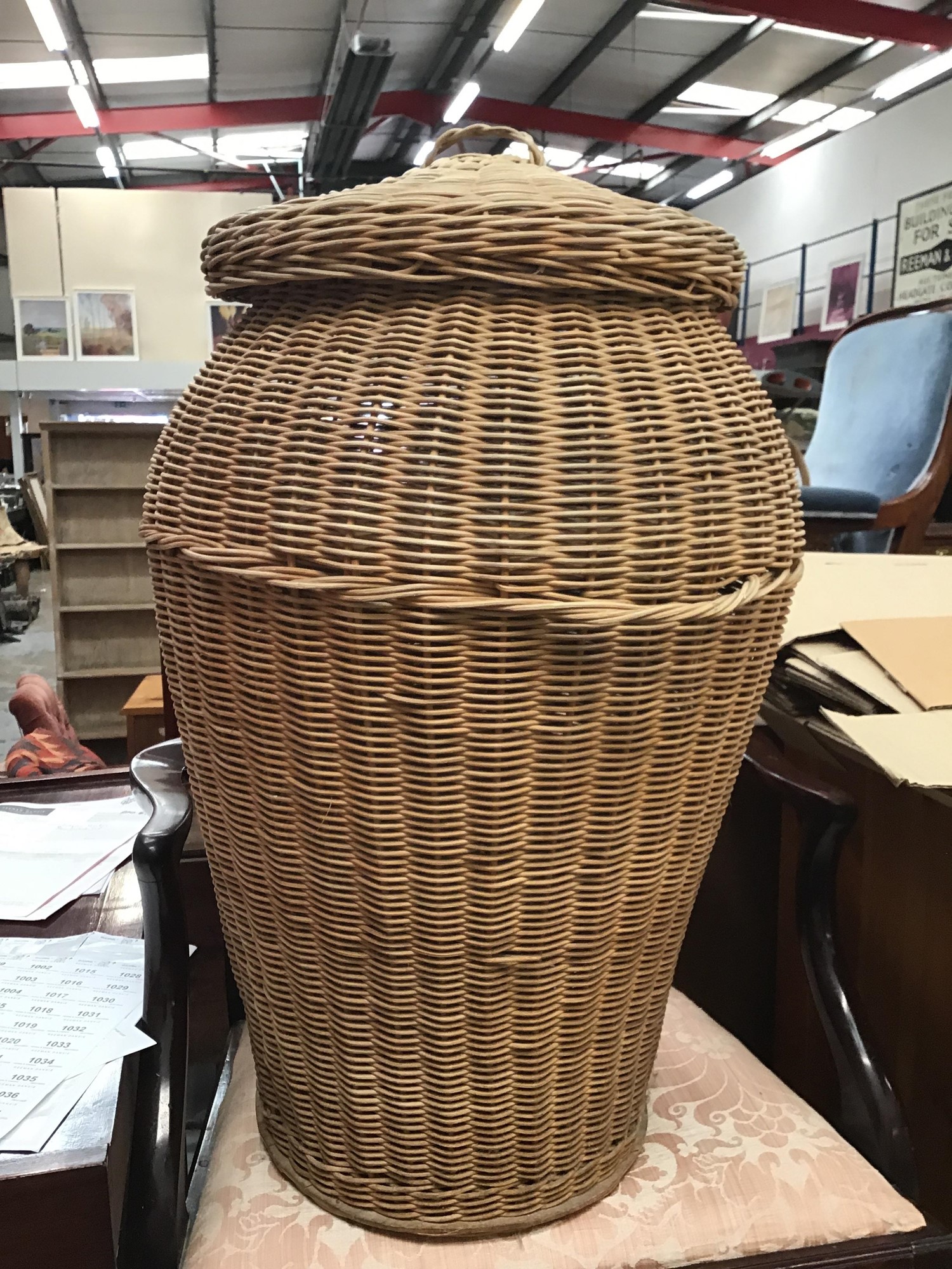 Lot 984 - A pair of wicker chairs, wicker basket and