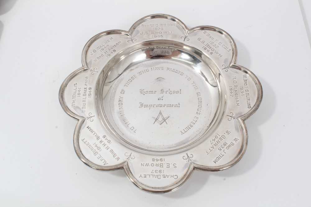 Lot 181 - Masonic silver flower shaped dish