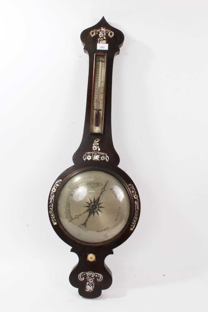 Lot 622 - William IV banjo barometer with mother o'