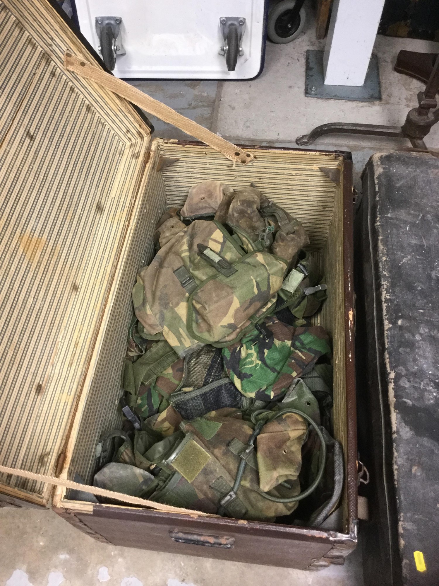 Lot 576 - Two military trunks one containing