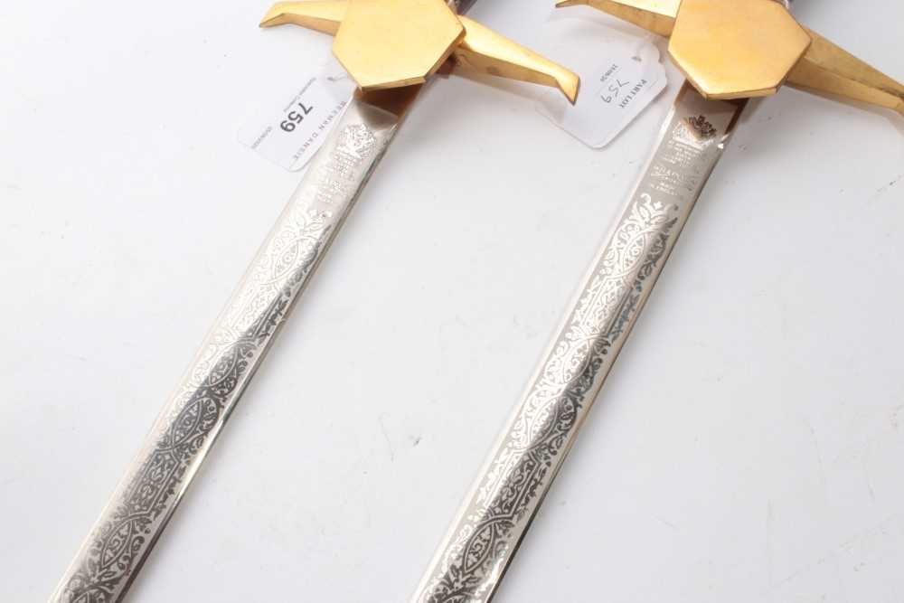 Lot 759 - Pair Wilkinson Sword society swords with