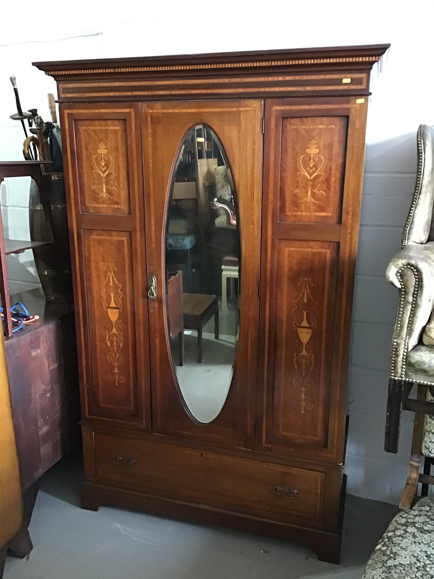Lot 151 - Edwardian inlaid wardrobe