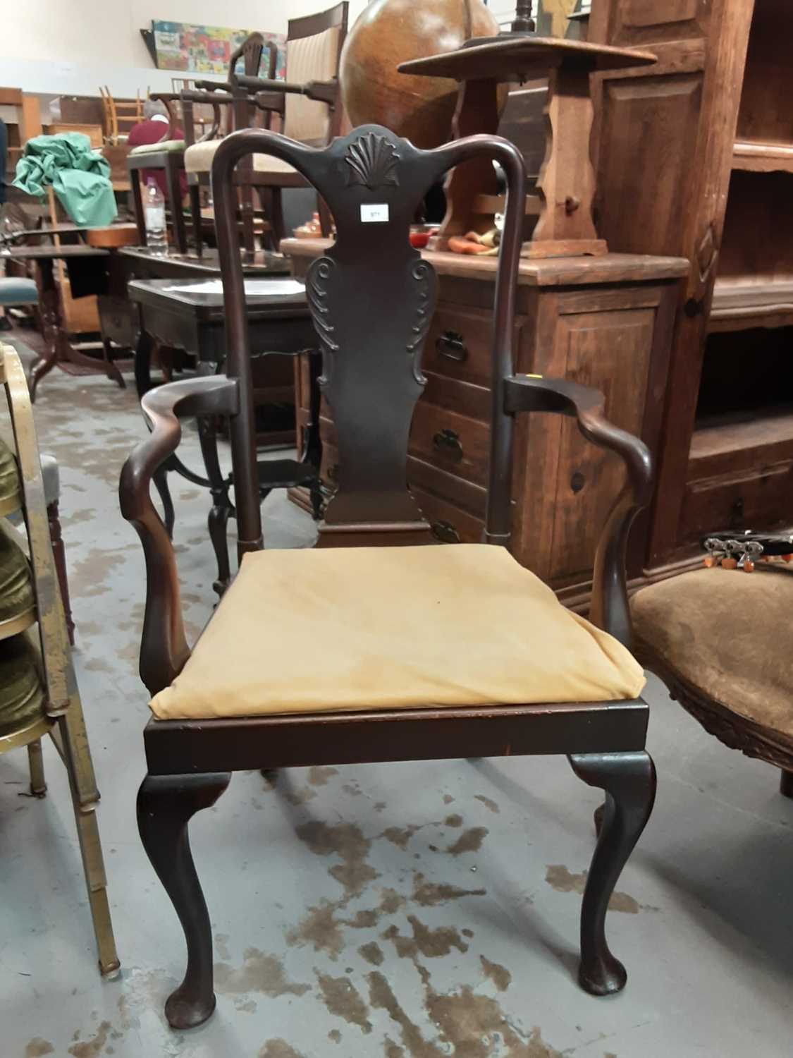 Lot 971 - Georgian style splat back armchair on