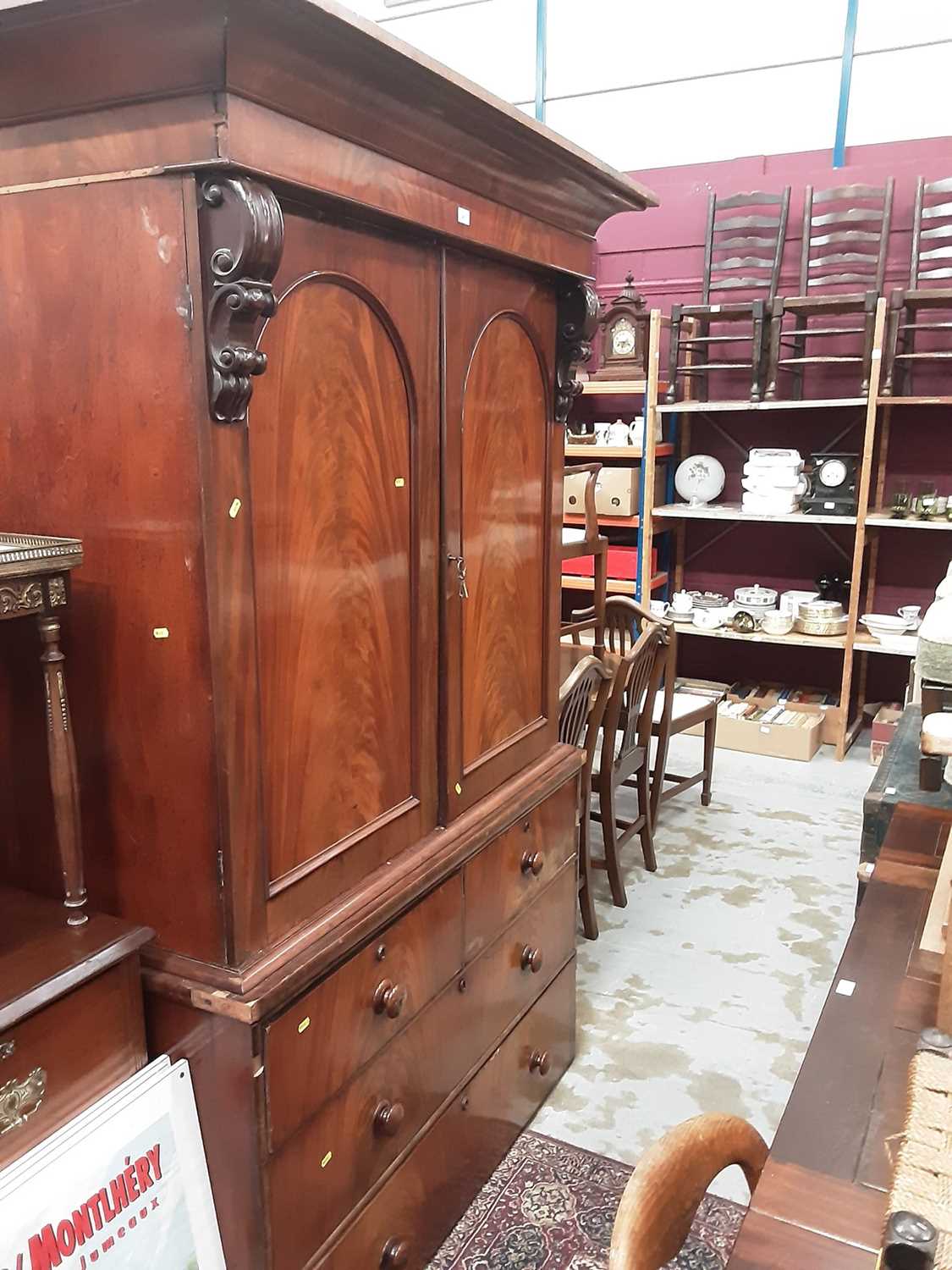 Lot 957 - Victorian mahogany linen press enclosed by