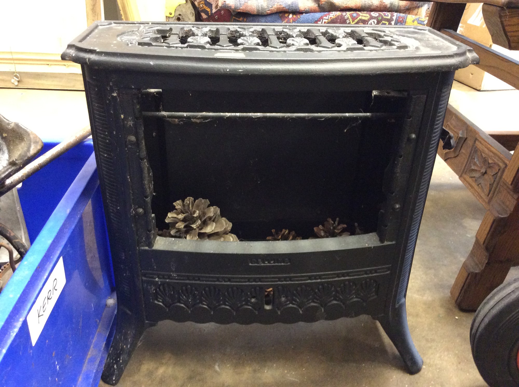 Lot 383 - Black metal Belling heater, vintage