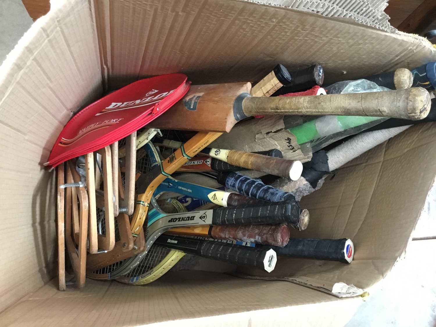 Lot 254 - Collection of cricket bats and tennis